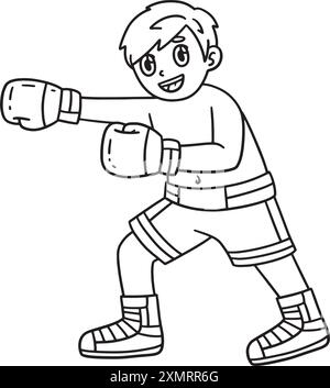 Boxing Boxer Punching Isolated Coloring Page Stock Vector Image & Art ...