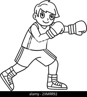 Boxing Boxer Punching Isolated Coloring Page Stock Vector Image & Art ...
