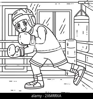 Boxing Coloring Page for Kids Stock Vector Image & Art - Alamy