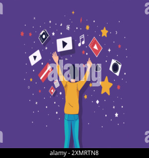 Man Reaching for Digital Media Icons Stock Vector Image & Art - Alamy