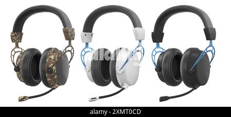 Stylish gaming headsets for immersive sound experiences isolated on ...