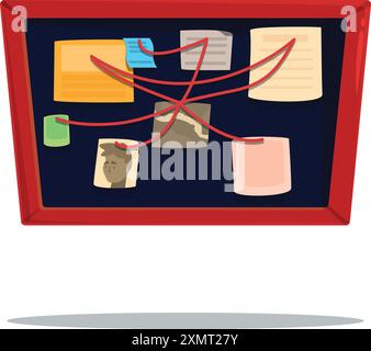 Classic detective investigation board with evidence, photos, and notes ...