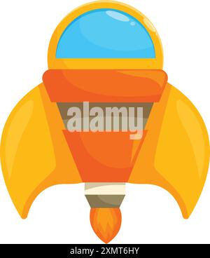 Cartoon spaceship flying through the vast expanse of space, propelled ...