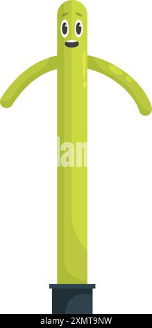 Green wacky waving inflatable tube man is swaying from side to side ...