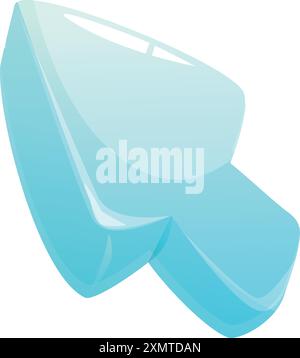 Blue cursor with rounded corners is pointing to the right side on white ...