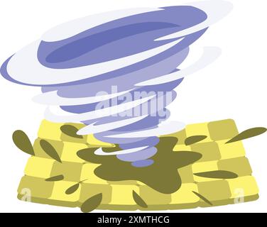 Cartoon illustration of a powerful whirlwind spinning and swirling ...