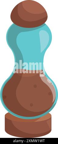 Hourglass shaped glass container holding a brown substance and standing ...