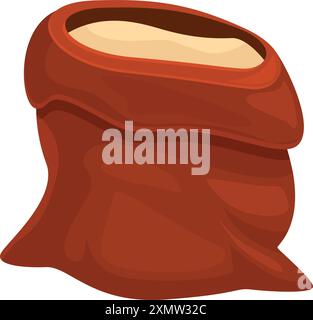 Open brown canvas sack holding contents inside, isolated on white ...