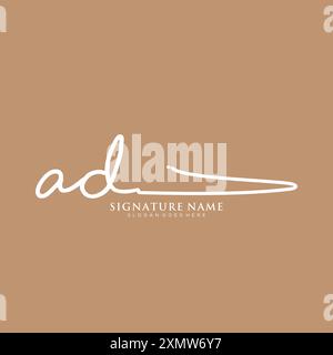 Initial Letter AD Logo - Handwritten Signature Style Logo - Vector Logo ...