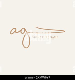 AG Letter Signature Logo Template elegant design logo. Hand drawn ...