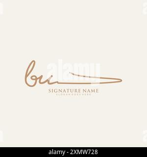 BU Letter Signature Logo Template elegant design logo. Hand drawn ...