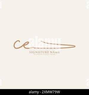 CE Letter Signature Logo Template elegant design logo. Hand drawn ...