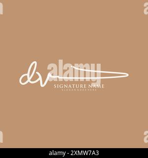 luxury signature initial dv logo design isolated leaf and flower Stock ...