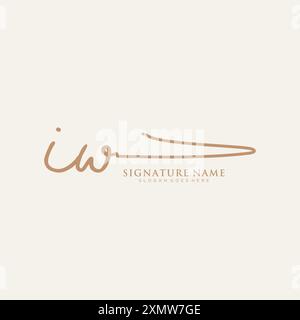 IW Initial Letter handwriting logo hand drawn template vector, logo for ...