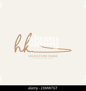 Initial Letter HK Logo - Handwritten Signature Style Logo - Vector Logo ...