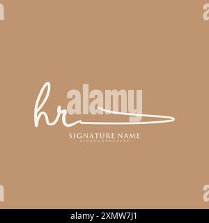 HR Initial letter handwriting and signature logo. A concept handwriting ...