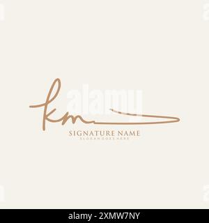 KM Initial Letter Signature Logo Template - Handwritten Vector Logo ...