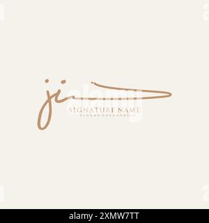 J I JI Initial letter handwritten and signature vector image template ...