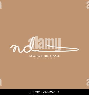 Initial Letter ND Logo - Handwritten Signature Logo - Vector Logo ...