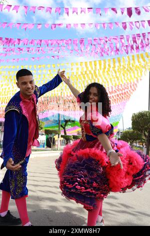 gandu, bahia, brazil - june 24, 2024: young people wear typical gang ...