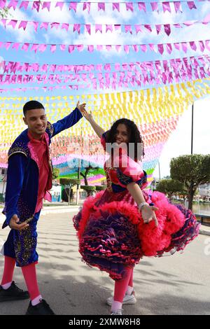 gandu, bahia, brazil - june 24, 2024: young people wear typical gang ...
