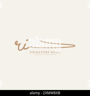 Initial Letter RI Vector Logo Template in handwritten Signature Style ...