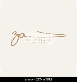 Z A ZA Initial letter handwriting and signature logo. A concept ...