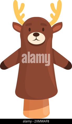 Brown deer hand puppet with big horns being worn on a hand Stock Vector ...