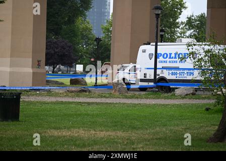 Crime scene investigators are canvassing the area and placing evidence ...