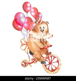 watercolor cartoon drawing red bicycle isolated white background Stock ...