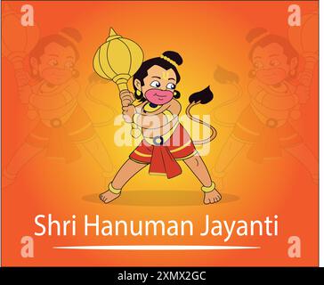 Vector illustration poster of hanuman jayanti hindu god hanuman ...