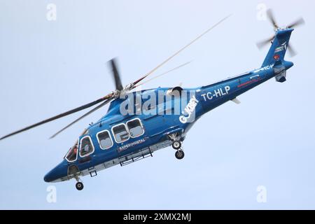 Turkish Aerospace, TAI T625 Gokbey helicopter flying at the 2024 ...