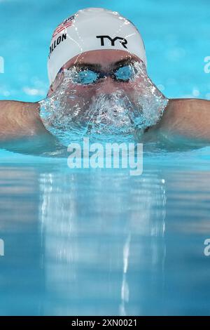 Matt Fallon competes in the men's 200-meter breaststroke final during ...