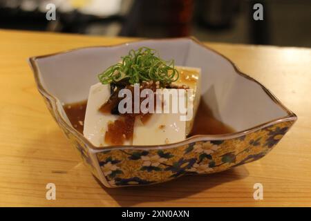 Japanese cuisine : Hiyayakko (chilled tofu) in Kyoto, Japan Stock Photo ...