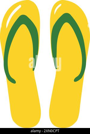 Stylish Flip-Flop Sandals Illustration with Colorful Leaf Motifs and ...