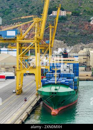 Large container ship in loading dock Stock Photo - Alamy