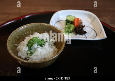 Japanese cuisine : Chazuke and pickles in Kyoto, Japan Stock Photo - Alamy