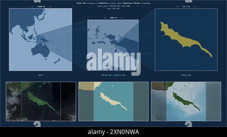 Pulau Adi in the Ceram Sea, belonging to Indonesia, isolated on a ...