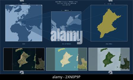 Shape of Avsa Adas in the Sea of Marmara, belonging to Turkiye Stock ...