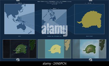 Balut Island in the Celebes Sea - belonging to Philippines. Described location diagram with ...