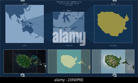 Pulau Besar in the Flores Sea on a colored elevation map Stock Photo ...