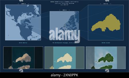Borden Island in the Arctic Ocean on a colored elevation map Stock ...