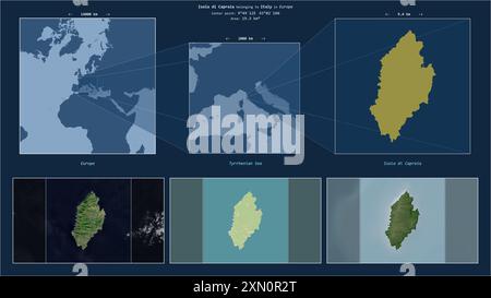 Isola di Capraia in the Tyrrhenian Sea, belonging to Italy, isolated on ...