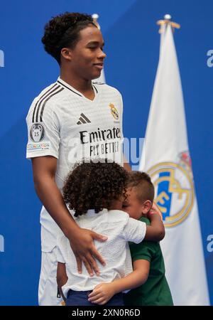 Brazilian forward Endrick during his presentation as a new Real Madrid ...