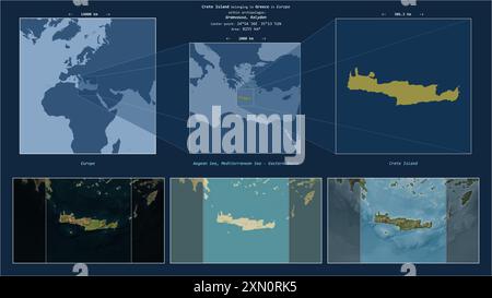 Crete Island in the Aegean Sea, belonging to Greece, isolated on a ...