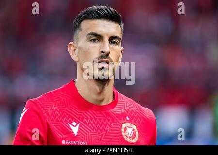 Widzew łódź players Juljan Shehu (6) and Jakub Łukowski (7) during PKO ...