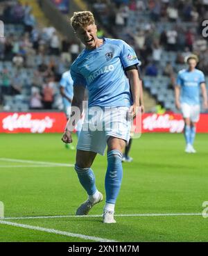 Coventry City's Victor Torp celebrates with team-mates after scoring ...