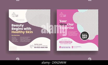 Dermatology skin care consultation editable social media post, banner ...