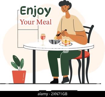 Enjoy Your Meal Vector Illustration a Variety of Delicious Food in Home ...