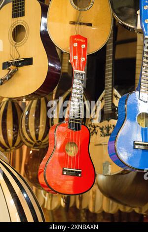 Set of Colorful classical guitar models in view Stock Photo - Alamy